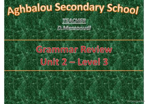 Grammar Review Unit 2 Level 3 English ESL Powerpoints