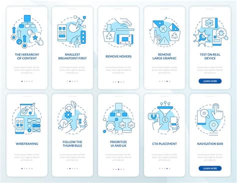 Premium Vector Mobile First Design Blue Onboarding Mobile App Screen Set