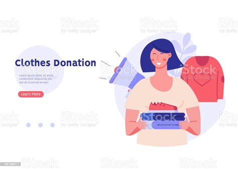 기부 상자에 스웨터를 수집하는 여성 가난한 사람들을 위한 기부 복을 들고 있는 소녀 의류 기부 자원 봉사 도움 기부 의류의 개념 자선 캠페인 벡터 플랫 일러스트레이션