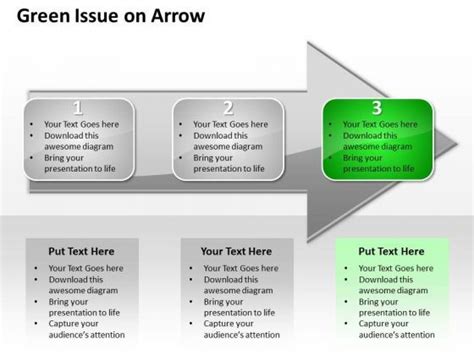 ppt regular representation of 3 issues an arrow green powerpoint templates