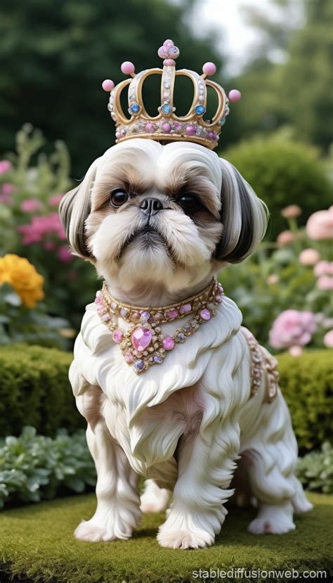 Rococo Shih Tzu With Princess Crown Stable Diffusion Online