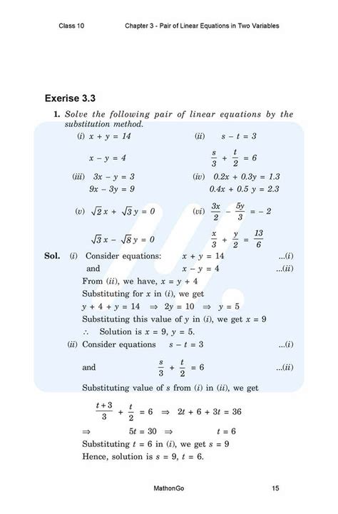 NCERT Solutions For Class 10 Maths Chapter 3 Exercise 3 3 MathonGo