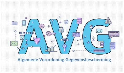 네덜란드에서 일반 데이터 보호 규칙입니다 Algemene Verordening Gegevensbescherming입니다 인터넷 및 미디어 기호 중에서 큰 평균 편지입니다