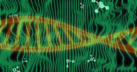 Dna Strand And Molecular Structures Over Green Waves Scientific Animation Stock Footage Video