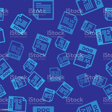 블루 Doc 파일 문서 아이콘입니다 문서 버튼 아이콘이 파란색 배경에 고립 된 완벽 한 패턴을 다운로드 합니다 Doc 파일
