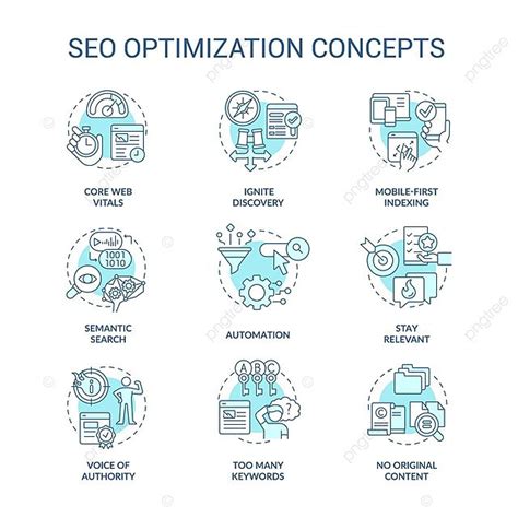 Seo Optimization Turquoise Concept Icons Set Experience Icon Optimization Vector Experience