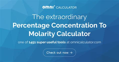 Percentage Concentration To Molarity Calculator