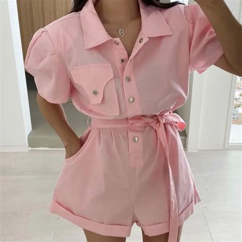 Jumpsuit 퍼프점프수트점프수트반바지점프슈트반바지린넨점프수트린넨점프슈트 On Bunjang With Safe