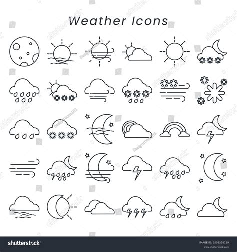 Collection Different Types Weather Icons Including Stock Vector Royalty Free 2509538199