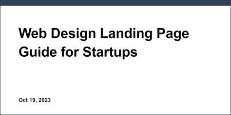 web design landing page guide for startups