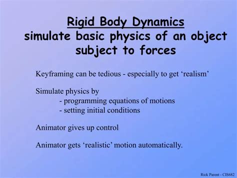 Ppt Implementing Rigid Body Dynamics Simulating Realistic Physics