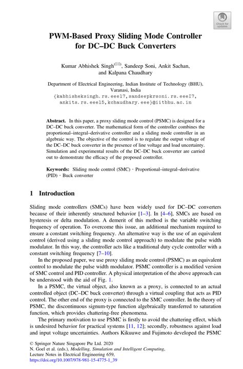Pdf Pwm Based Proxy Sliding Mode Controller For Dcdc Buck Converters