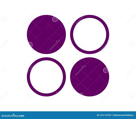 Circle Shape And Outline Stroke Collection Symbol Purple Element Vector Stock Vector