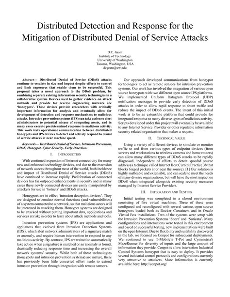 Pdf Distributed Detection And Response For The Mitigation Of