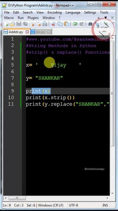 String Manipulate Using Strip And Replace Functions In Python Tamil Python Pythonprogramming