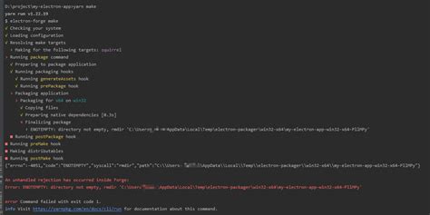 Yarn Make Dont Work，error Directory Not Empty · Issue 3229 · Electronforge · Github