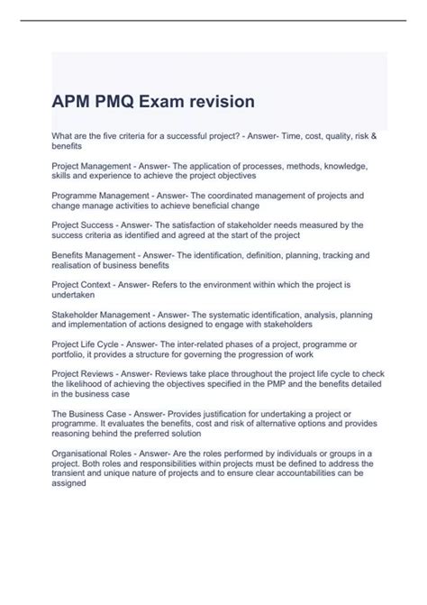 Apm Pmq Exam Revision Questions With Correct Answers Apm Pmq Stuvia Us