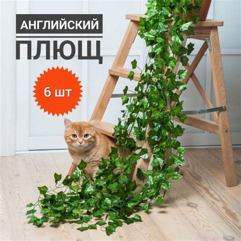 Купить Лиана плющ английский набор 6 шт по 2 метра Искусственные растения для декора