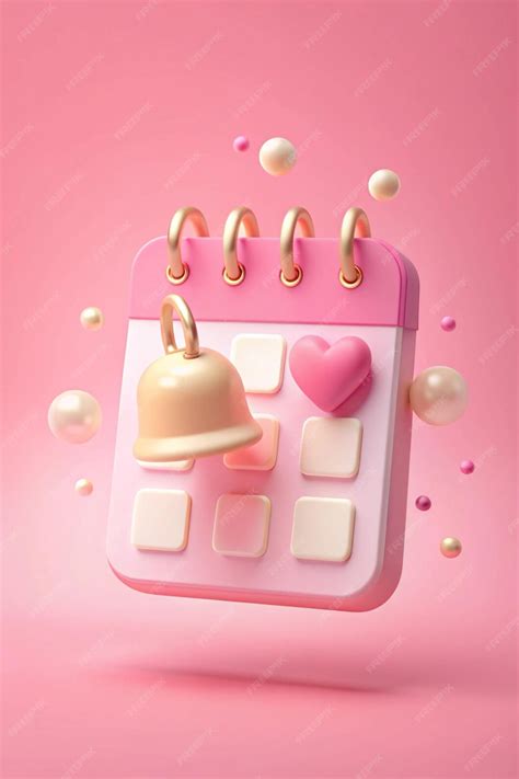 3d Reminder In Calendar On Pink Background Notifications Push With Floating Elements 3d Alert