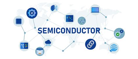 Semiconductor Icon Set Blueish Part Microchip Microprocessor Element
