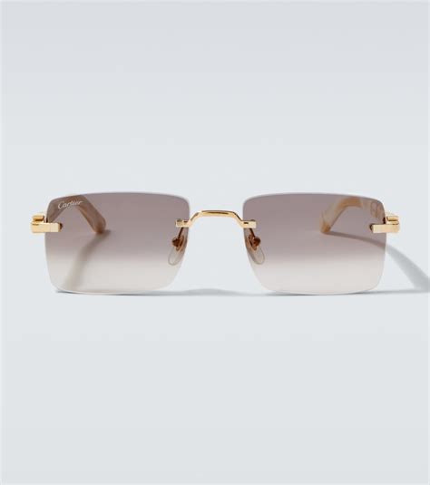 Signature C De Cartier Rectangular Sunglasses In Gold Cartier Eyewear