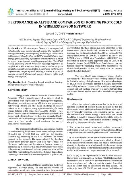 Performance Analysis And Comparison Of Routing Protocols In Wireless Sensor Network Pdf