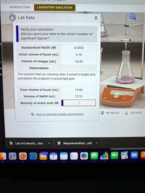 Introduction Laboratory Simulation Lab Data Verify Your Calculation Did You Report Your Data To