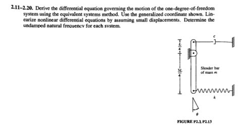 Solved Derive The Differential Equation Governing The Motion