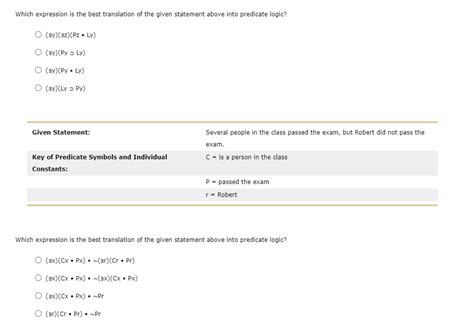 Solved 3 Particular Statements In Predicate Logic In