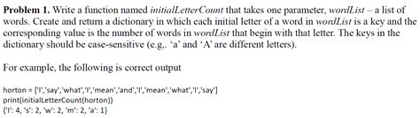 Solved Problem 1 Write A Function Named Initiallettercount
