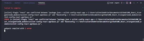 Bug Quando iniciou o projeto com npm start dá uma falha na compilação React desenvolvendo