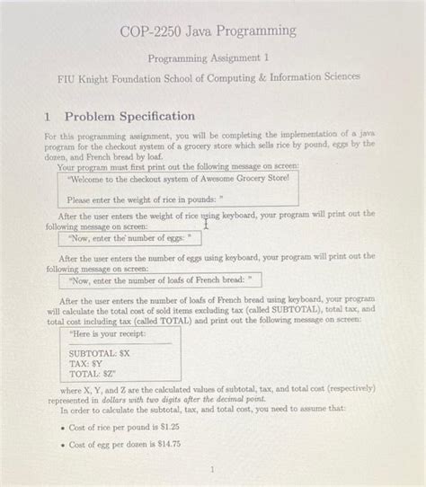 Solved Cop 2250 Java Programming Programming Assignment 1