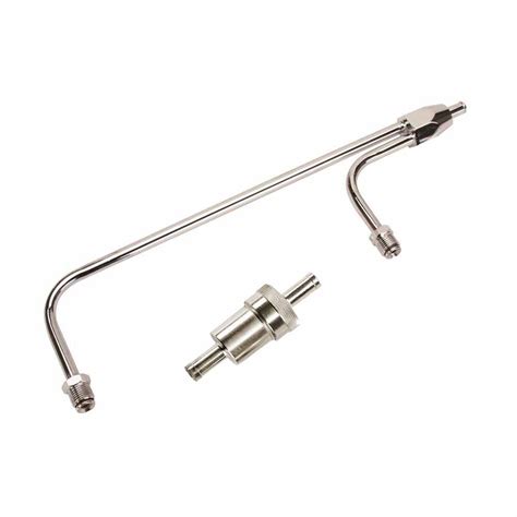 double pumper chrome dual feed fuel line and 3 8 inch fuel filter