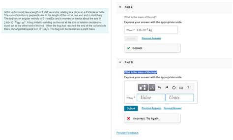 Solved Part Aa Thin Uniform Rod Has A Length Of 0490m ﻿and