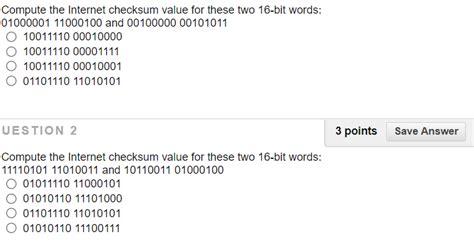 Solved Compute The Internet Checksum Value For These Two