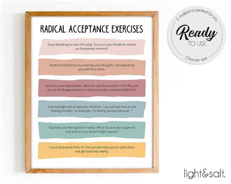 Radical Acceptance Exercises Poster Dbt Poster Cognitive Etsy