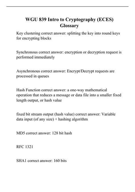 Wgu 839 Intro To Cryptography Eces Glossary Questions With Complete Solutions C839 Stuvia Us