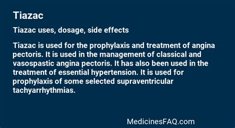 Tiazac Uses Dosage Side Effects Food Interaction And Faq