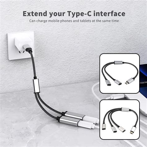 DLHP USB C Male To Two USB C Female Splitter Hub Cables For Type C Charger Powerban Walmart Com