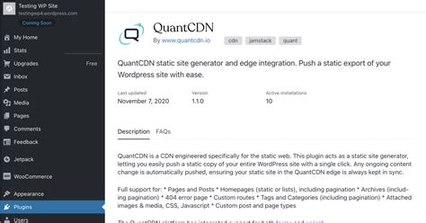 Check Out The Quant Plugin For Static Wordpress Hosting Quantcdn