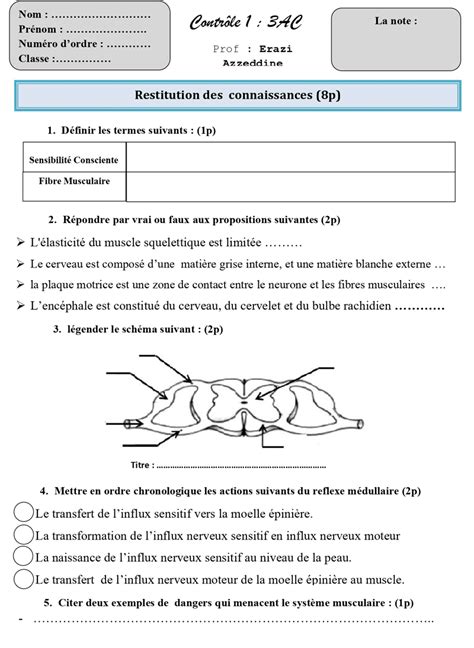 Correction Du Controle 1 Svt 3ac Semestre 2 Pdf Modèle 5