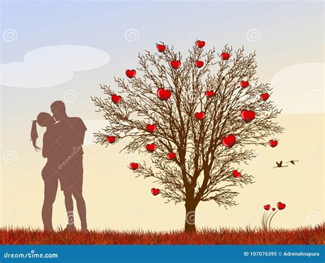 The Tree Of Love Stock Illustration Illustration Of Valentines 107076395