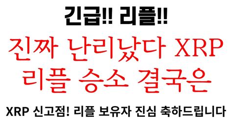 리플 진짜 미쳤습니다 진짜 난리났다 Xrp 리플승소 결국은 Xrp 신고점 리플 보유자 진심 축하드립니다 리플 리플코인 리플전망 Youtube