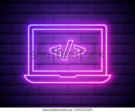Coding Neon Iconprogramming Elements Browser Set Stock Vector Royalty Free 1947233329