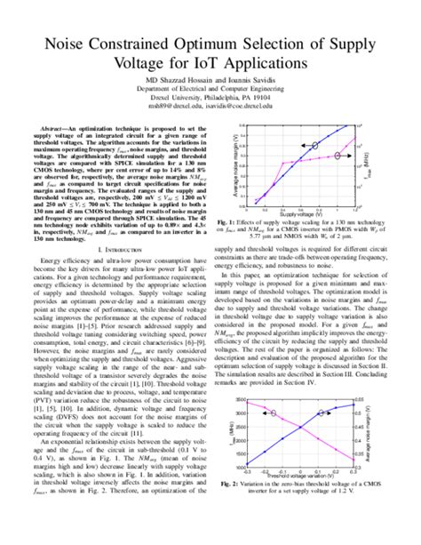 Pdf Noise Constrained Optimum Selection Of Supply Voltage For Iot