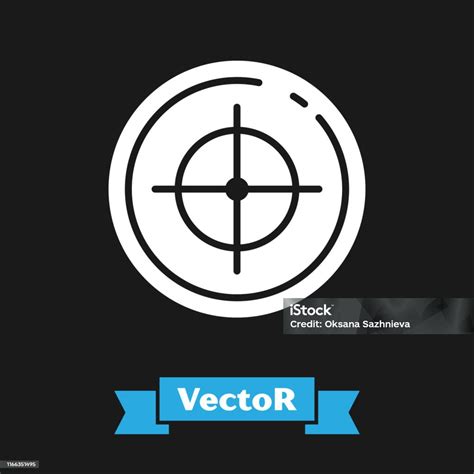 검은 배경에 고립 된 촬영 대회 아이콘에 대한 흰색 대상 스포츠 촬영 범위 또는 촬영에 대한 숫자로 대상을 청소합니다 벡터 일러스트레이션 개념에 대한 스톡 벡터 아트 및