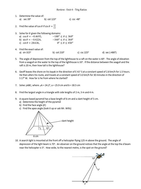 Review Unit 4 Pdf Elementary Geometry Euclidean Geometry