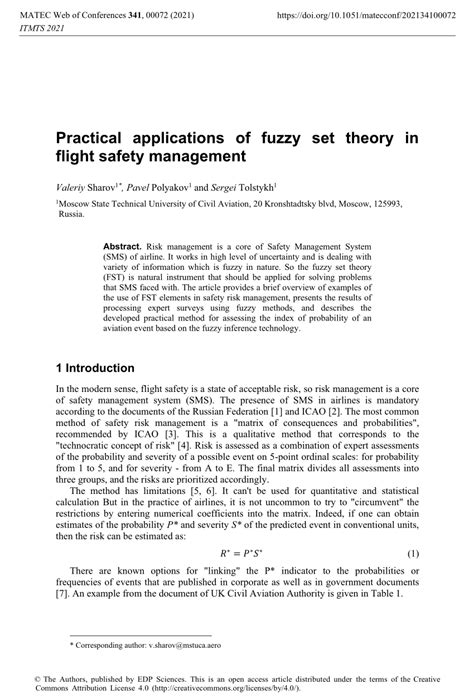 Pdf Practical Applications Of Fuzzy Set Theory In Flight Safety Management