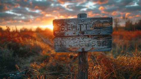 A Weathered Wooden Signpost In A Rural Setting Pointing In Multiple Directions Stock Image