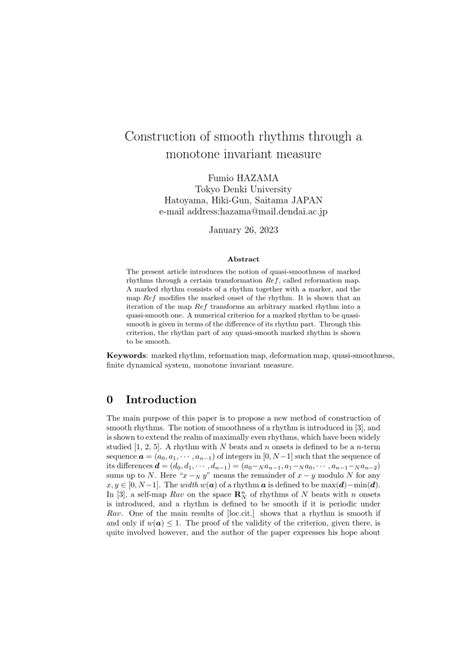 Pdf Construction Of Smooth Rhythms Through A Monotone Invariant Measure